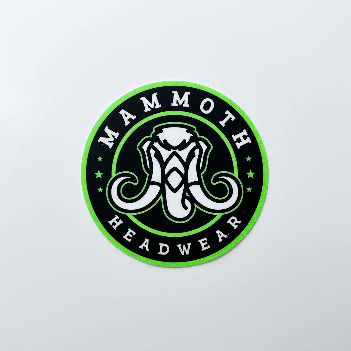 Mammoth Headwear classic green logo stickers in 3-pack